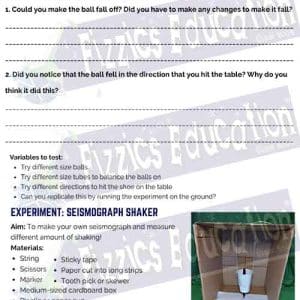 Shake it up seismograph Student Activity Sheets (8) : Fizzics Education