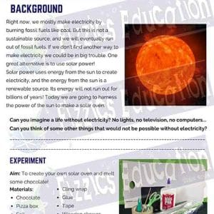 Pizza Box Solar Oven Student Activity Sheets (5) : Fizzics Education